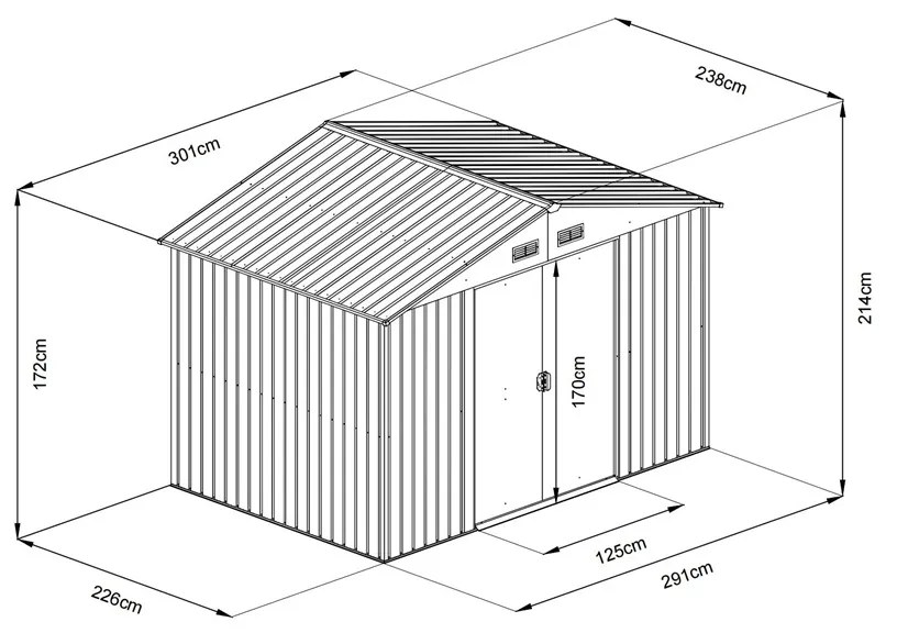Riwall PRO RMSA 8x10 Anthracite zahradní domek kovový 3 x 2,4 m se sedlovou střechou antracit