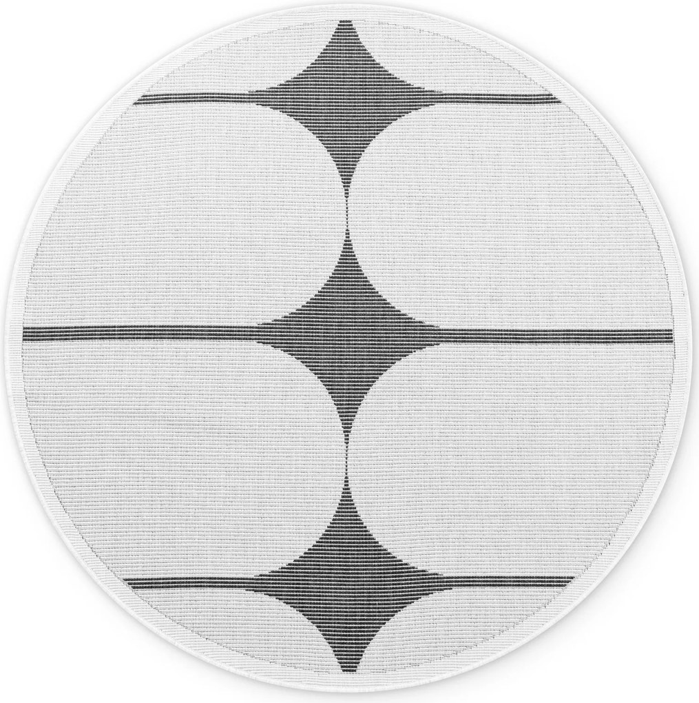 NORTHRUGS, Kusový koberec Duet Bowen 106244 Black/White kruh - na ven i na doma, 160x160 (průměr) kruh, černobílá, chodba / předsíň