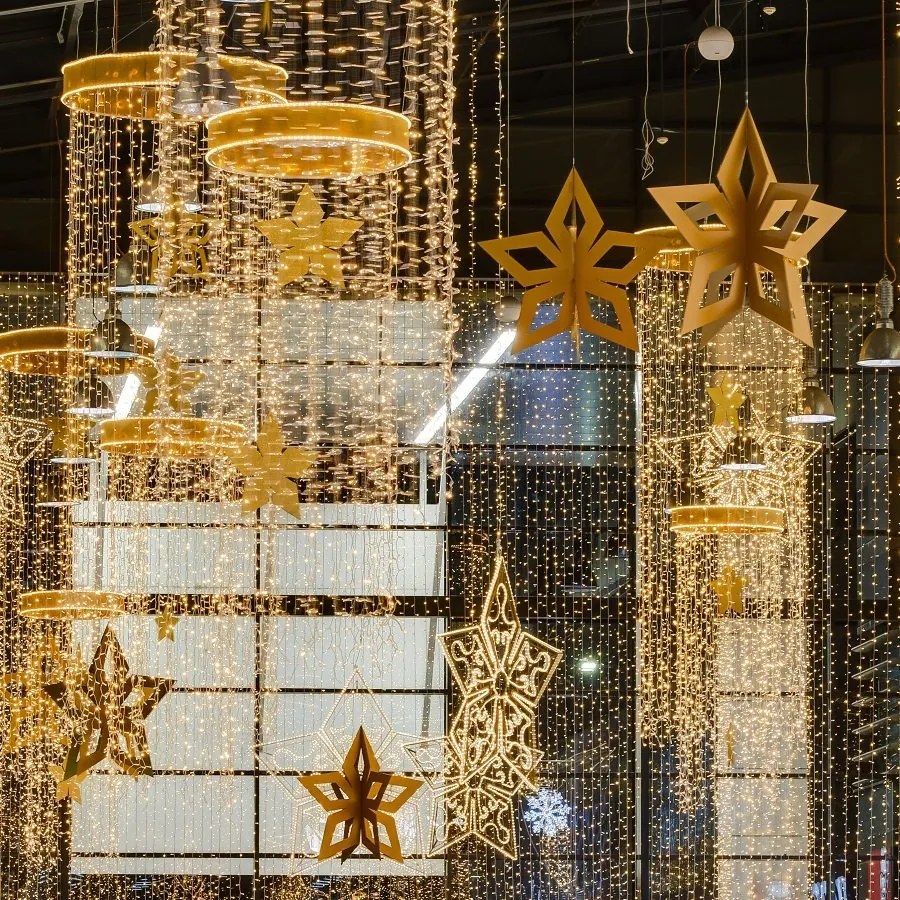 Easy Fix LED světelný závěs interiér, 100 × 700 cm, teple bílá, 600 diod, 10 pramenů, čirý kabel, IP20, prodlužovací