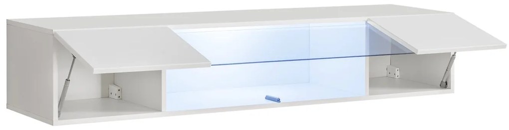 Široká vitrína s LED osvětlením FREYA - černá / bílá