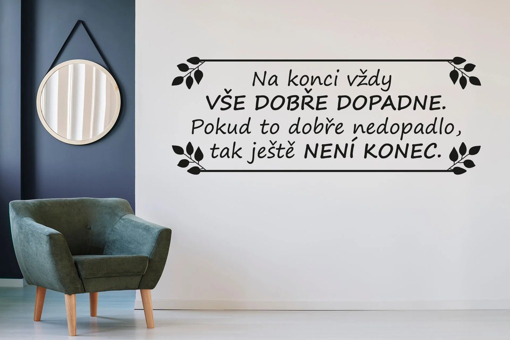 Samolepka na zeď Vše dobře dopadne Barevná varianta: Černá, Velikost (šířka x výška): 70x26cm