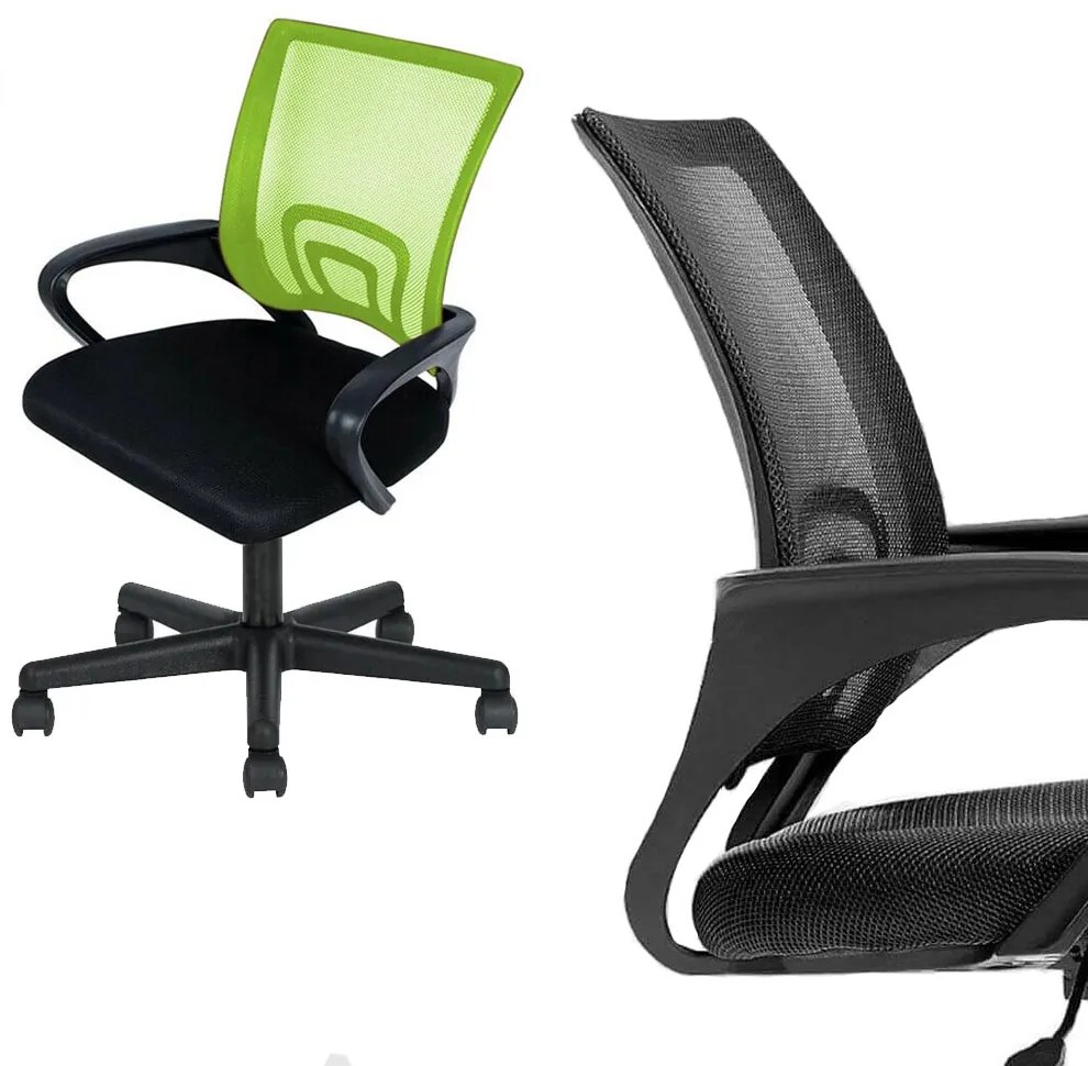 Kancelářská otočná židle s područkami ve více barvách - zelená