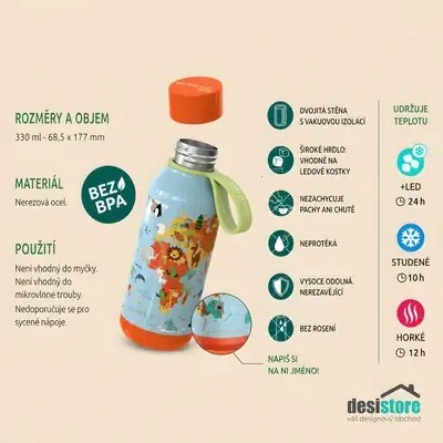 Quokka Solid Ptáci / Dětská termoláhev / 330 ml