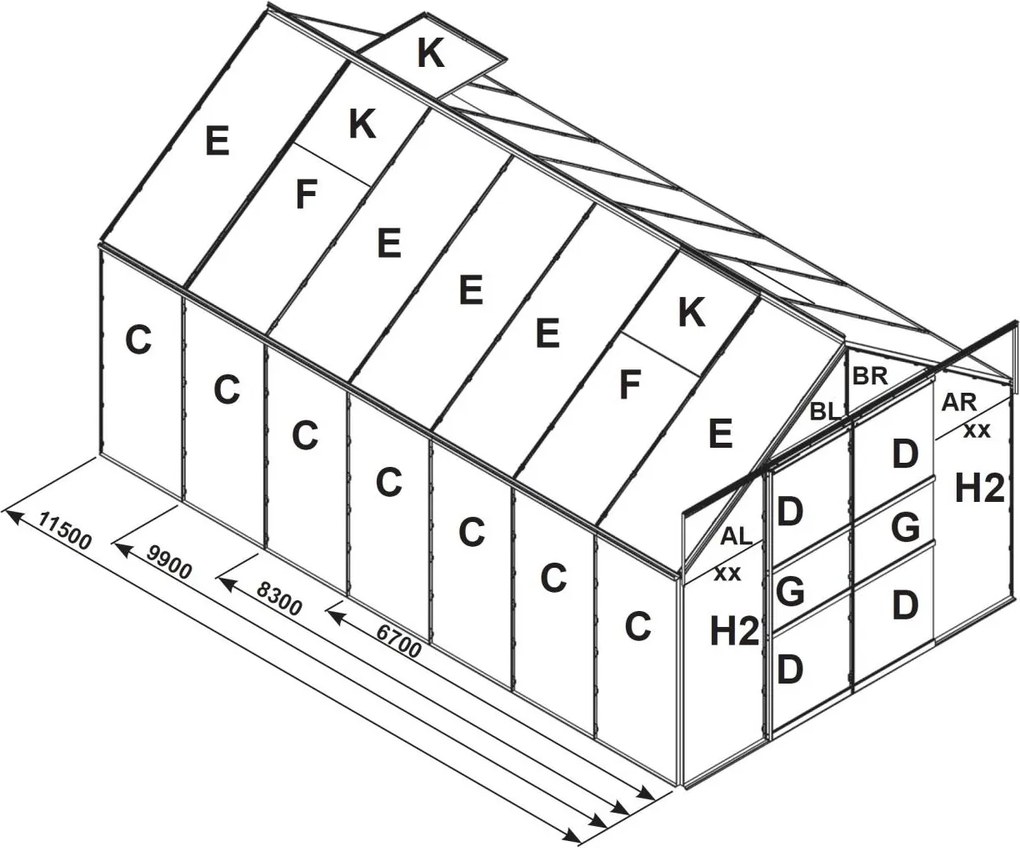 LANIT PLAST, s.r.o. náhradní prosklení pro skleník VITAVIA URANUS 6700 PC 6 mm LG2538
