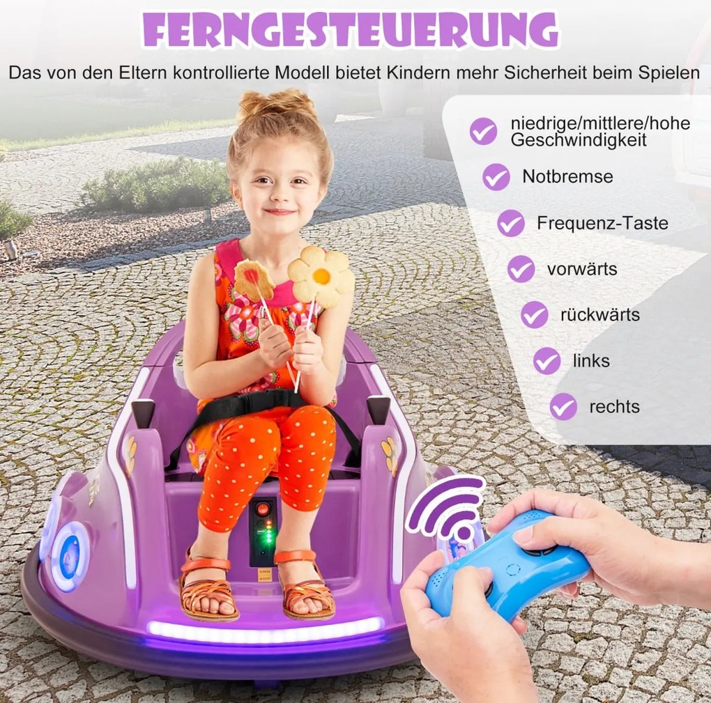 Costway 12 V Dětské nárazníkové auto 360 Otočení stupňů s hudbou a světly