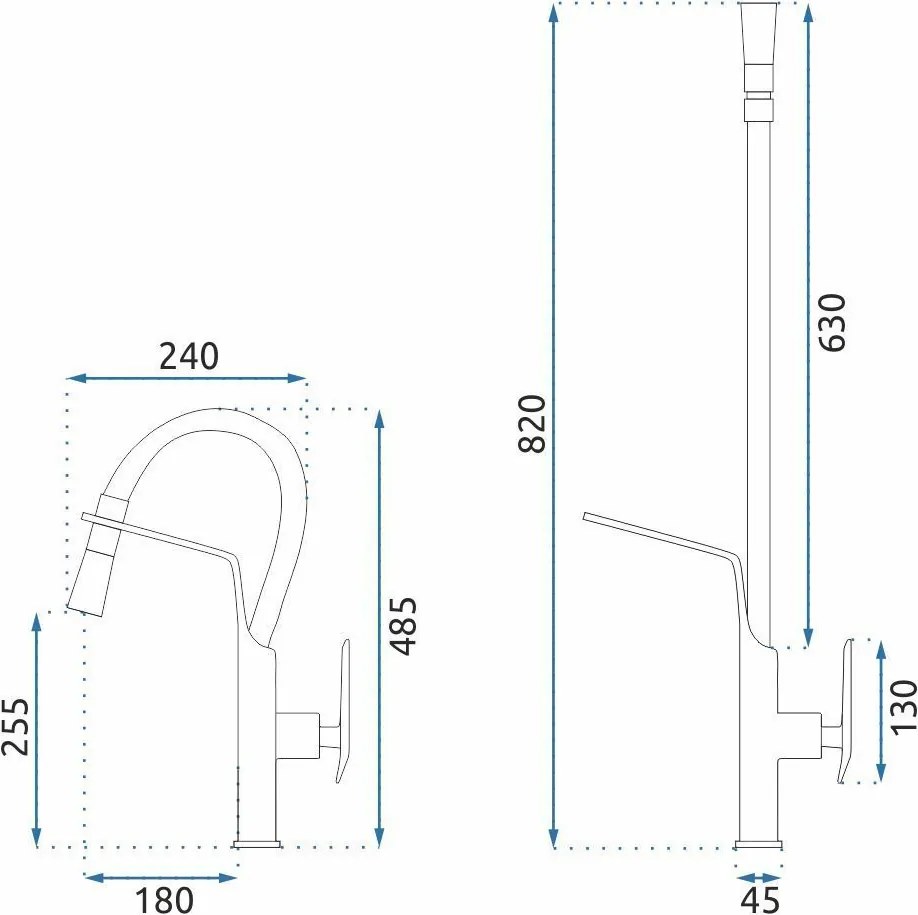 Rea Castor, kuchyňská baterie flexibilní vysoká, měděná matná, REA-B4320