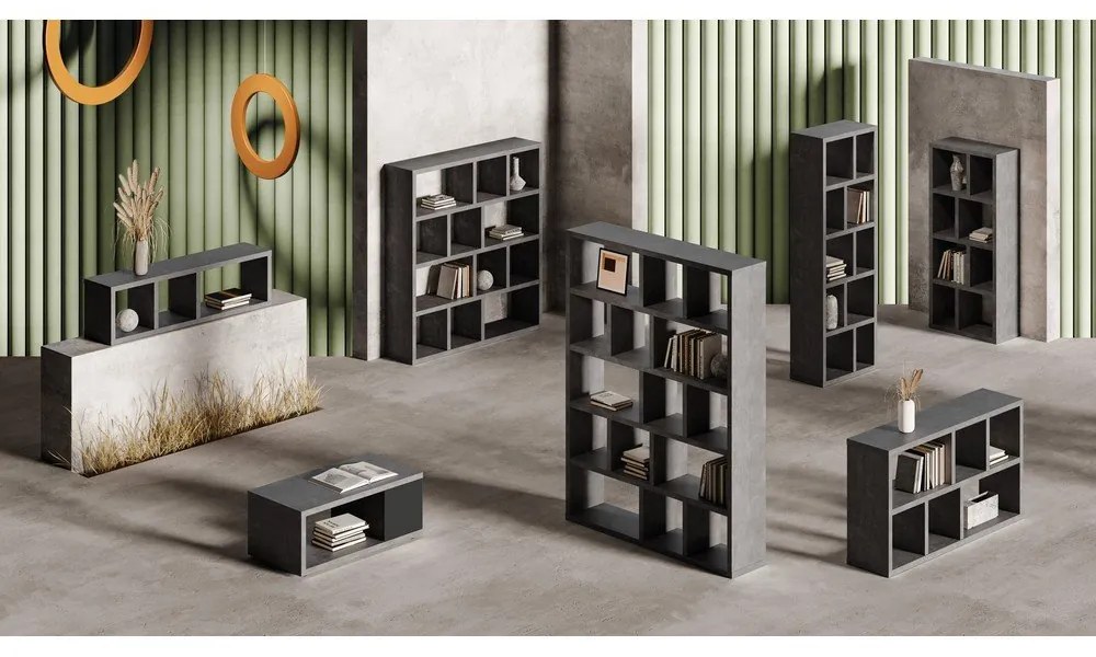 Šedá knihovna v dekoru betonu 70x159 cm Berlin – TemaHome