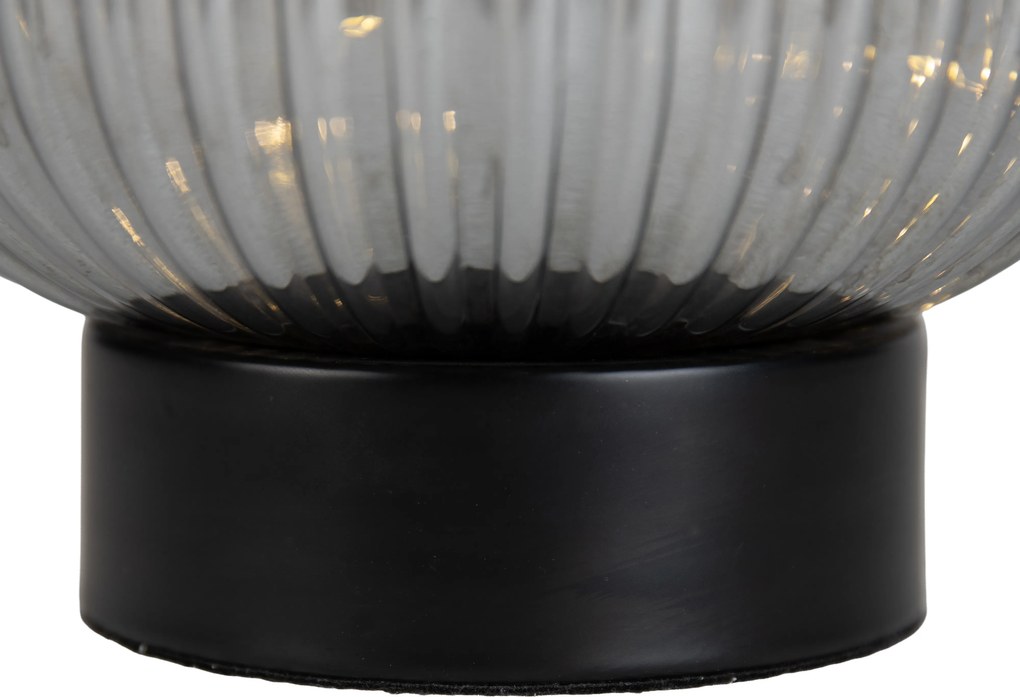 Stolní lampa Art Deco černá s kouřovým sklem vč. světelného kabelu E27 - Karel