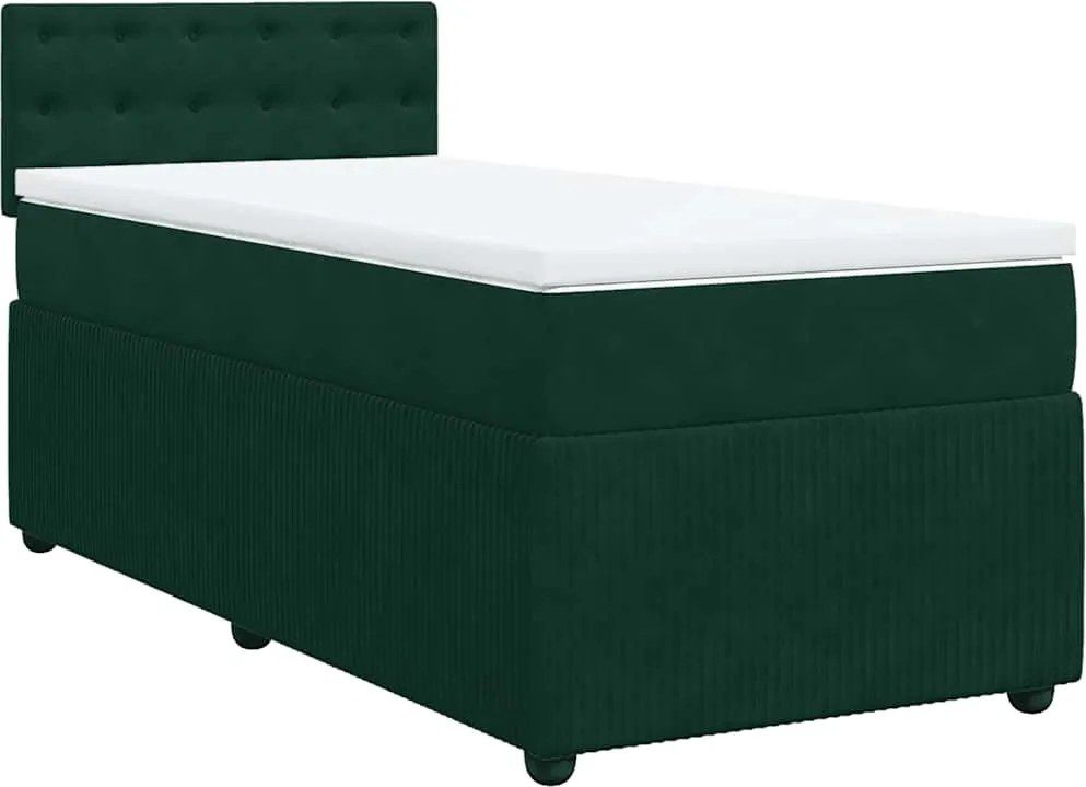 Box spring postel s matrací tmavě zelená 90x200 cm samet 3289941