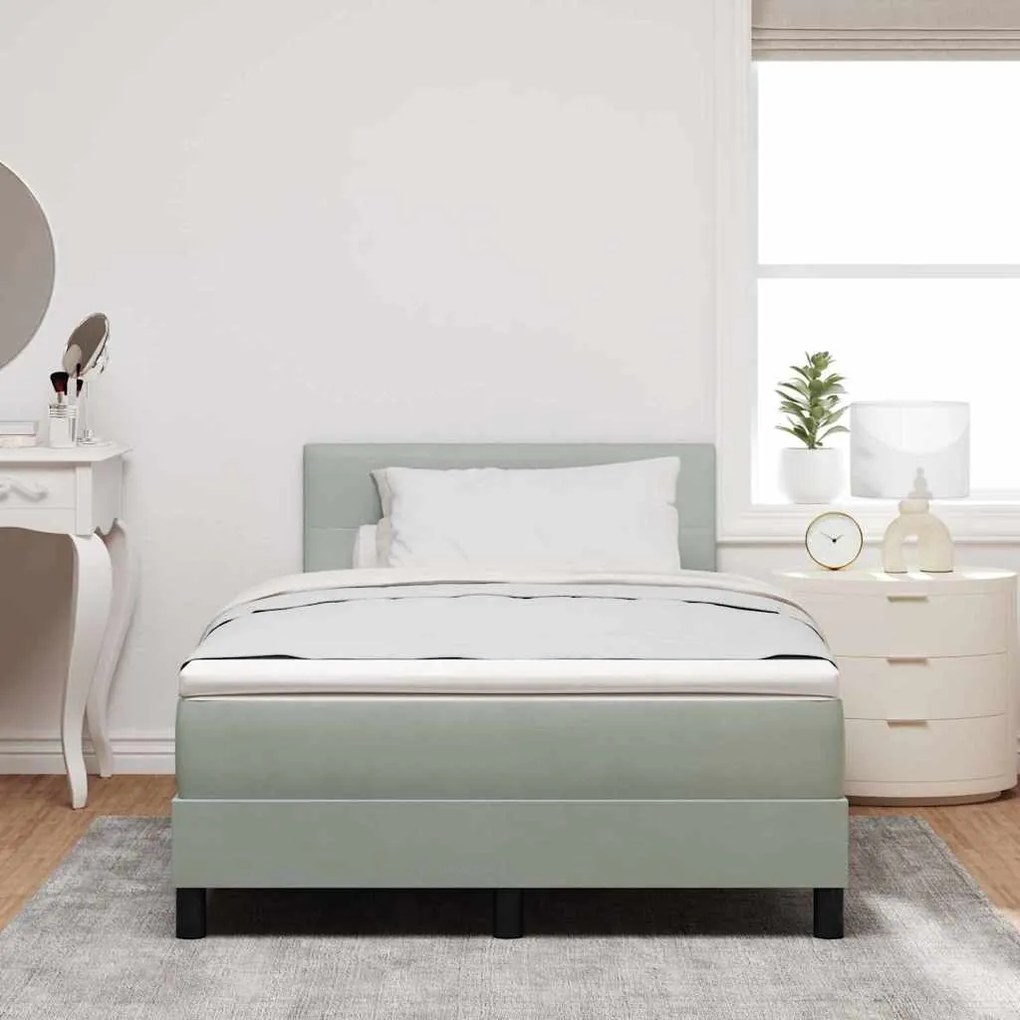 Postel s boxspringem s čelo Světle šedá 120 x 190 cm samet 3339158
