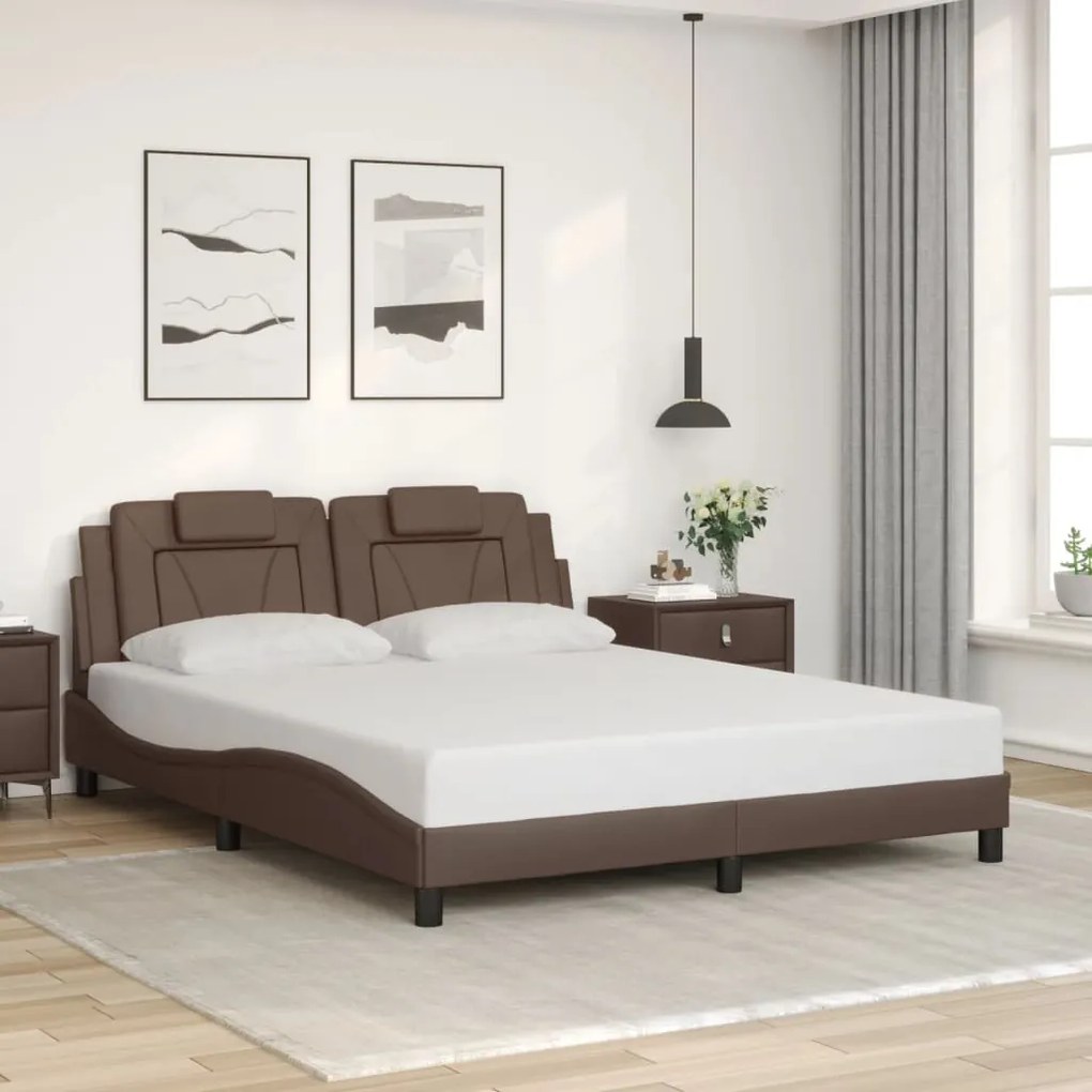 Rám postele Viana bez matrace hnědý 160x200 cm umělá kůže 3208105