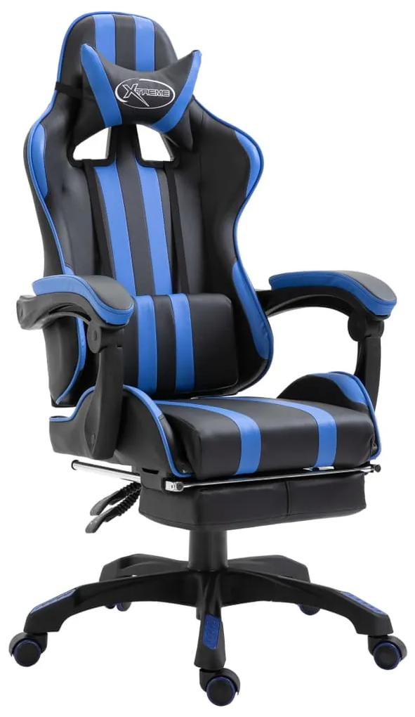 20216 vidaXL Herní židle s podnožkou modrá umělá kůže