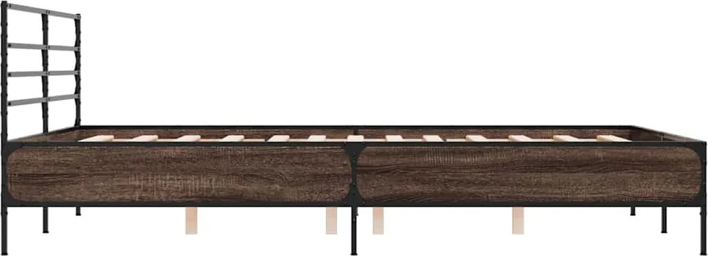 Rám postele hnědý dub 120 x 200 cm kompozitní dřevo a kov 3280041