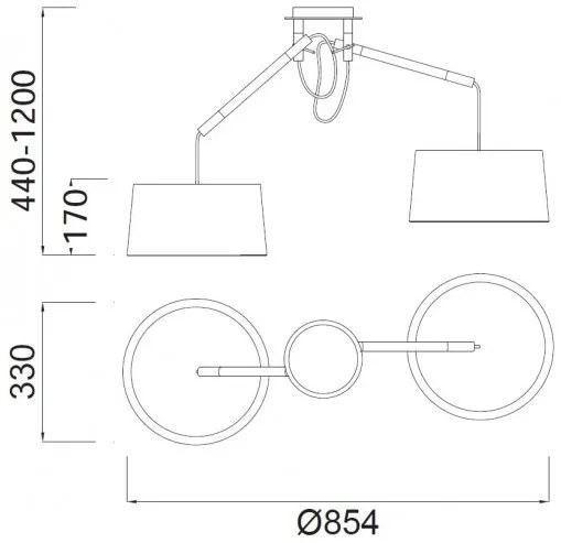 Mantra 4931 Nordica, černé závěsné svítidlo 2x E27, prům. 33cm