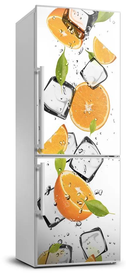 Wallmuralia Nálepka na ledničku fototapeta Pomeranče a led 60x180 cm