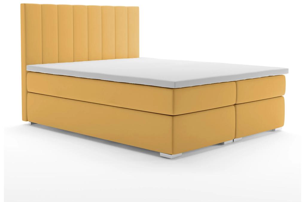 Kontinentální postel 140 cm Pugno (žlutá) (s úložným prostorem). 1044301