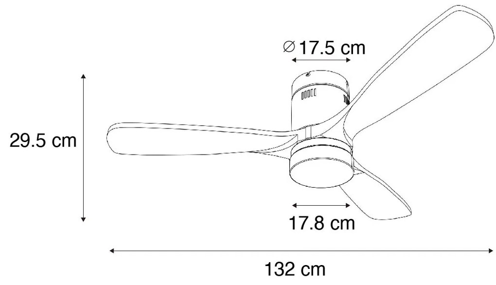 Chytrý stropní ventilátor černý 132 cm vč. LED stmívatelné s dálkovým ovládáním - Sofia