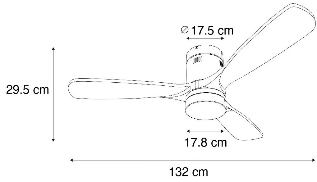 Chytrý stropní ventilátor černý 132cm vč. LED 3-stupňově stmívatelný v Kelvinech s dálkovým ovládáním - Sofia