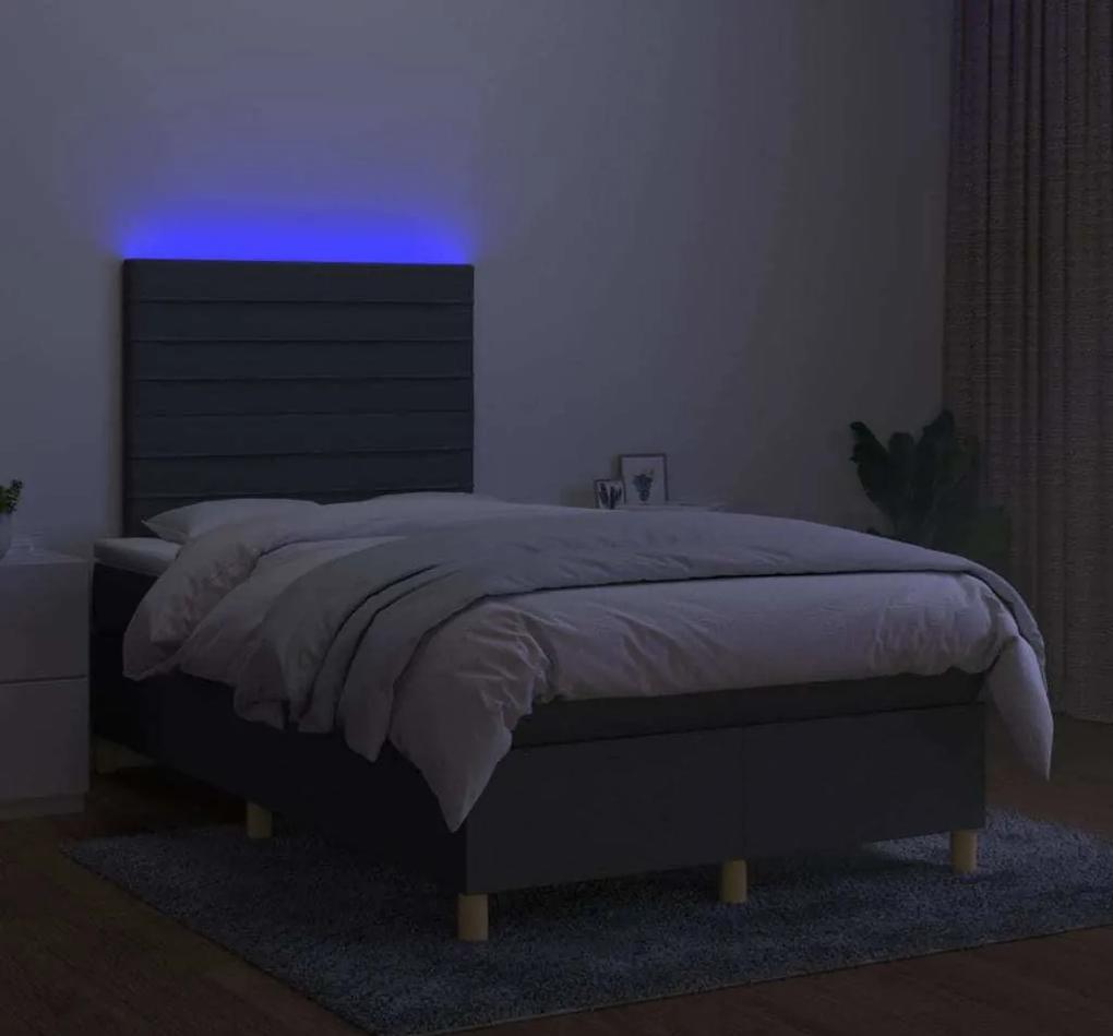 vidaXL Box spring postel s matrací a LED 120 x 200 cm textil [3135504] Barva: Tmavě šedá