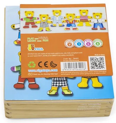 Dřevěné puzzle na oblékání Viga 56401 Medvídek