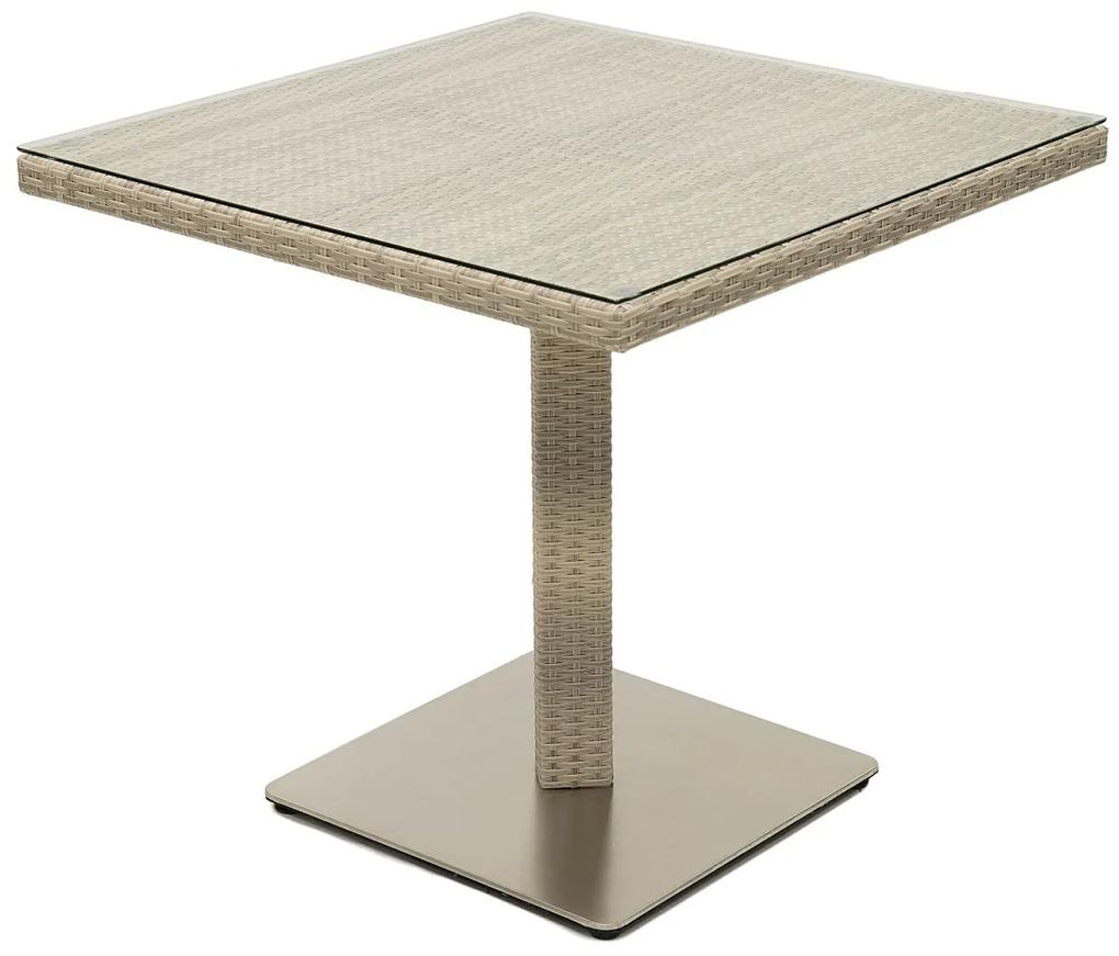 DEOKORK Zahradní ratanový stůl GINA 80x80 cm (šedo-béžový)