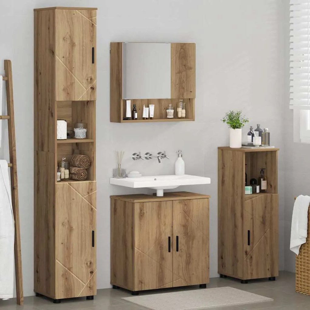 Sada koupelnového nábytku 4 ks Artisanový dub 61 x 35 x 64 cm 3392972