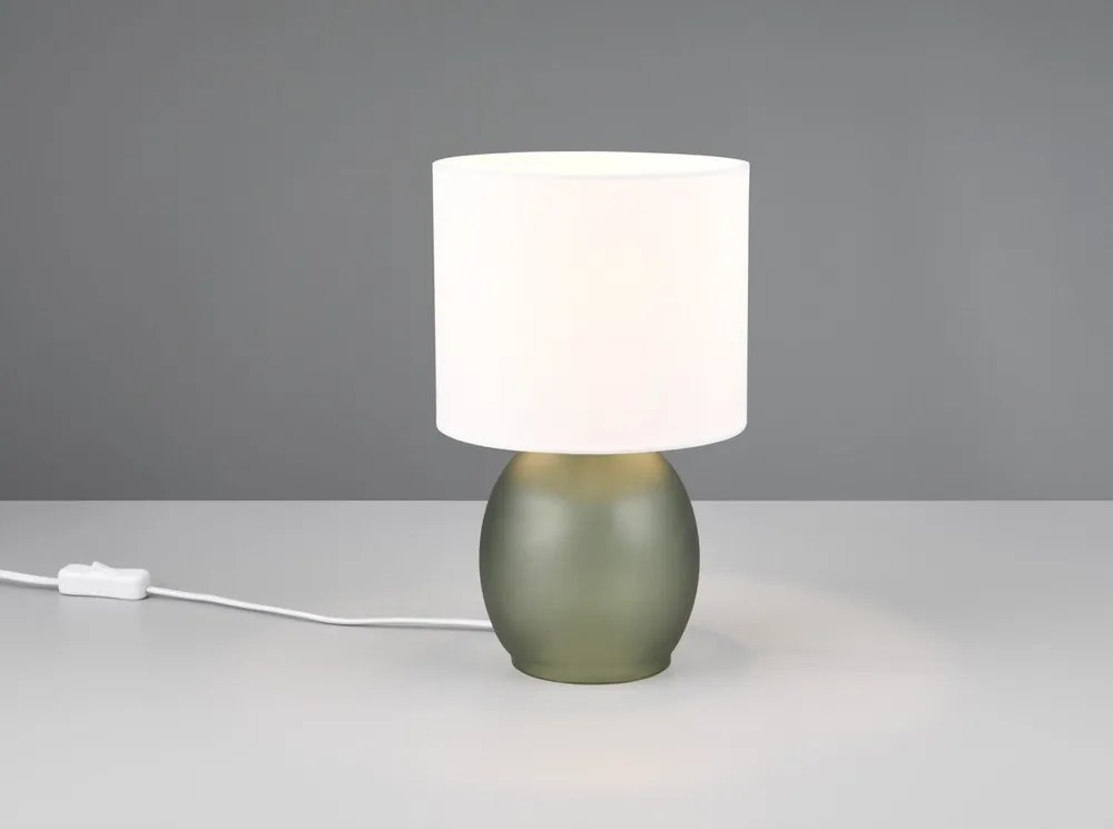 Bílo-zelená stolní lampa s textilním stínidlem (výška 29 cm) Vela – Trio
