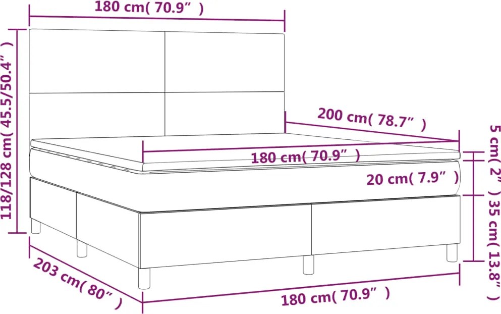 Box spring postel s matrací světle šedá 180x200 cm samet 3142917