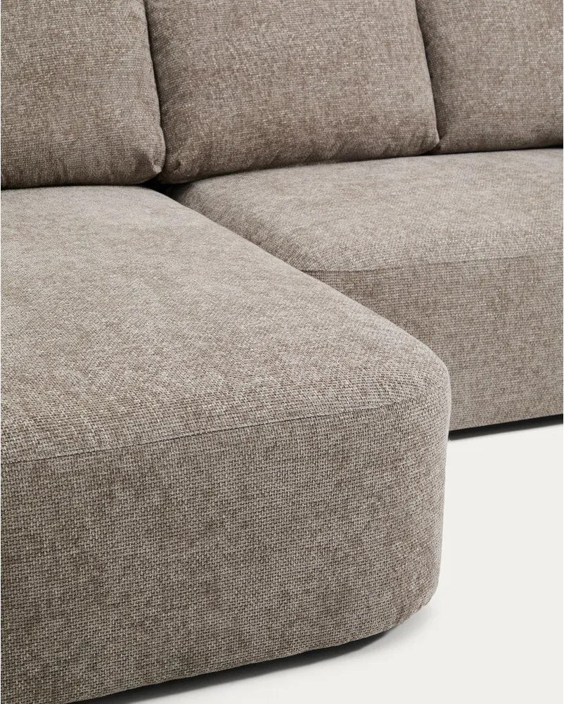 Taupe žinylková rozkládací rohová pohovka (levý roh/s lenoškou) Laira – Kave Home