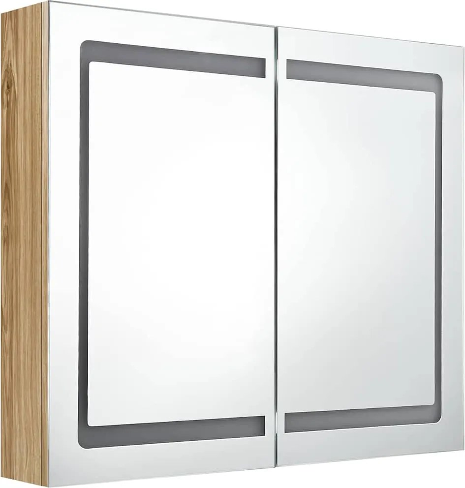 LED koupelnová skříňka se zrcadlem dub 80 x 12 x 68 cm 326515
