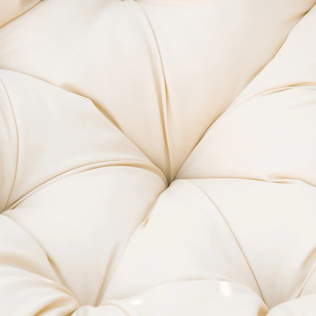Outsunny papa křeslo Proutěné křeslo 360° polohovatelná skořepina se sedákem z umělého ratanu a kovovým rámem 87 x 97 x 86 cm Cream | Aosom.de