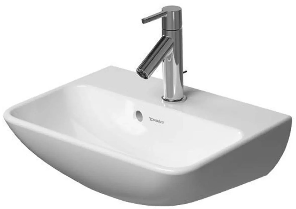 Duravit ME by Starck - Umývátko 45x32 cm, s přepadem, otvor pro baterii, WonderGliss, bílá 07194500001