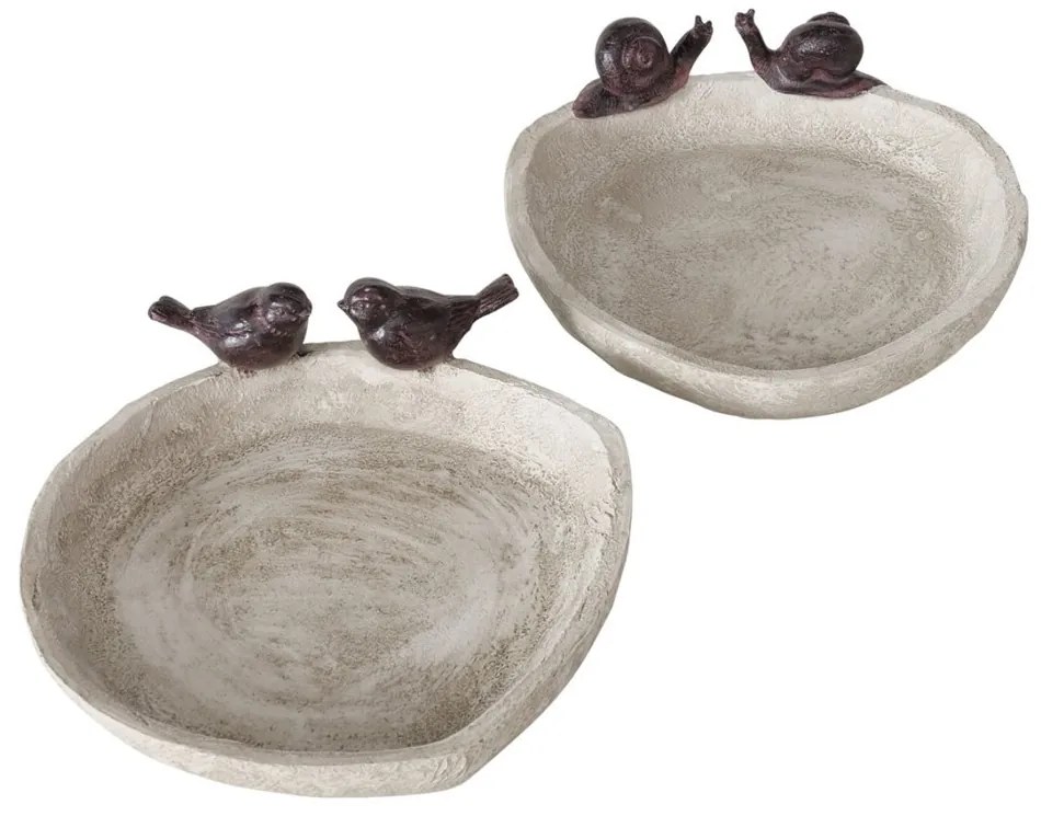 Napajedlo pro ptáky Snails, 6x21 cm, polyresin, béžová