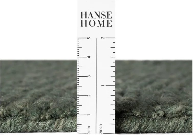 Tmavě zelený ručně tkaný vlněný kulatý koberec ø 200 cm Calmio – Hanse Home