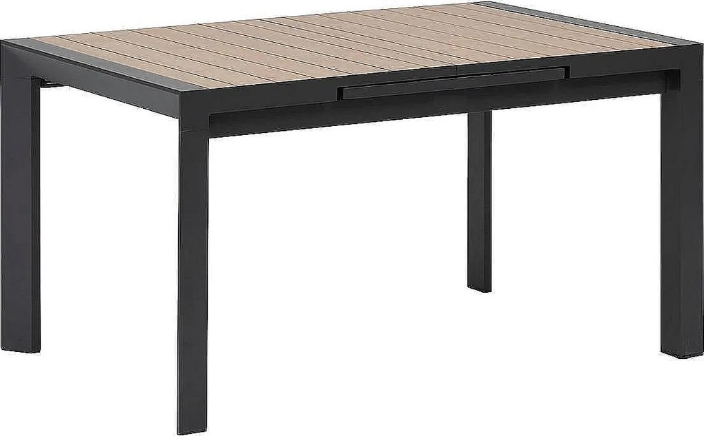 DEOKORK Hliníkový stůl VANCOUVER 142/202x90 cm (antracit/efekt dřeva) - poškrábaný