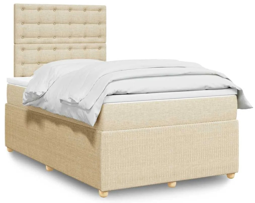 Box spring postel s matrací krémová 120x190 cm textil 3292014
