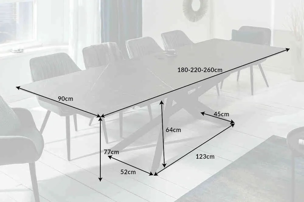 invicta interior Rozkládací jídelní stůl Euphoria 180-220-260cm keramika, graphit 40645