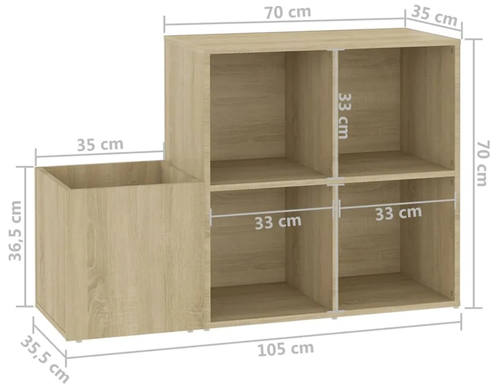 vidaXL Botník do předsíně dub sonoma 105 x 35,5 x 70 cm dřevotříska