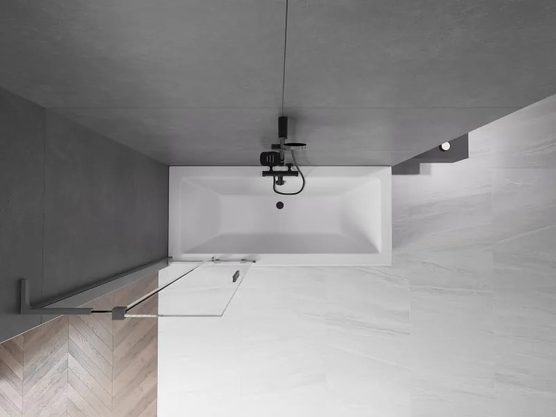 Mexen Velar L, 2-křídlová posuvná vanová zástěna 75 x 150 cm, 8mm čiré sklo, grafitová matná, 896-075-003-01-95