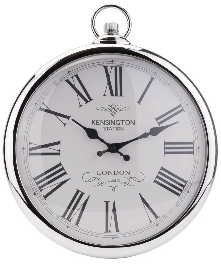 Sifcon Velké nástěnné hodiny stříbrné barvy s římskými číslicemi CL1885