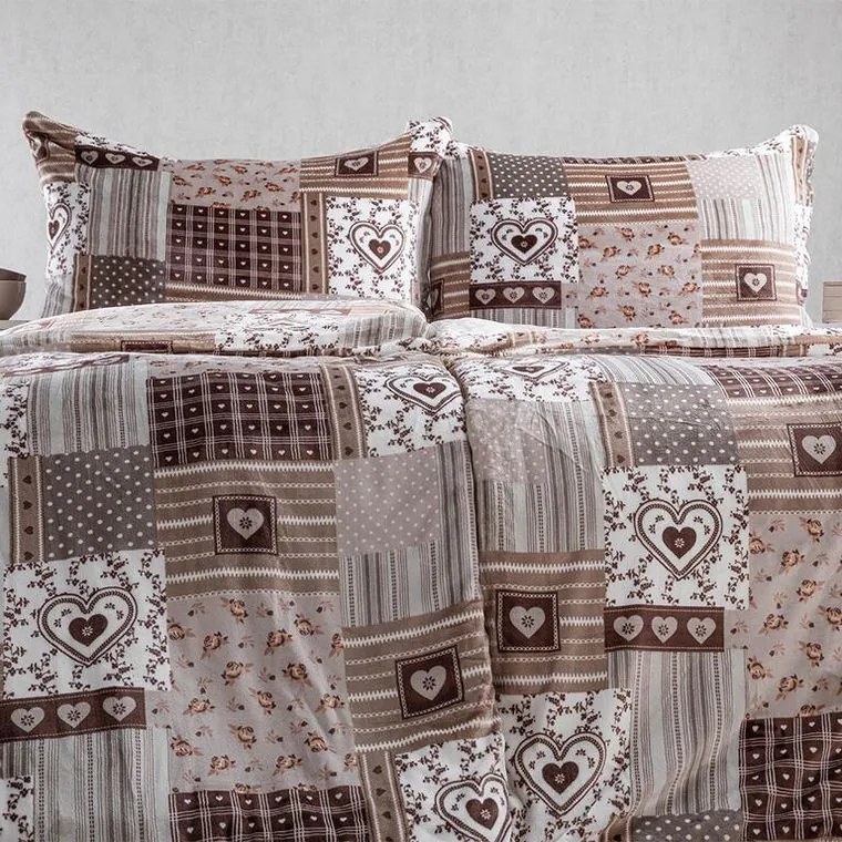 Ložní povlečení z mikroplyše PATCHWORK béžový