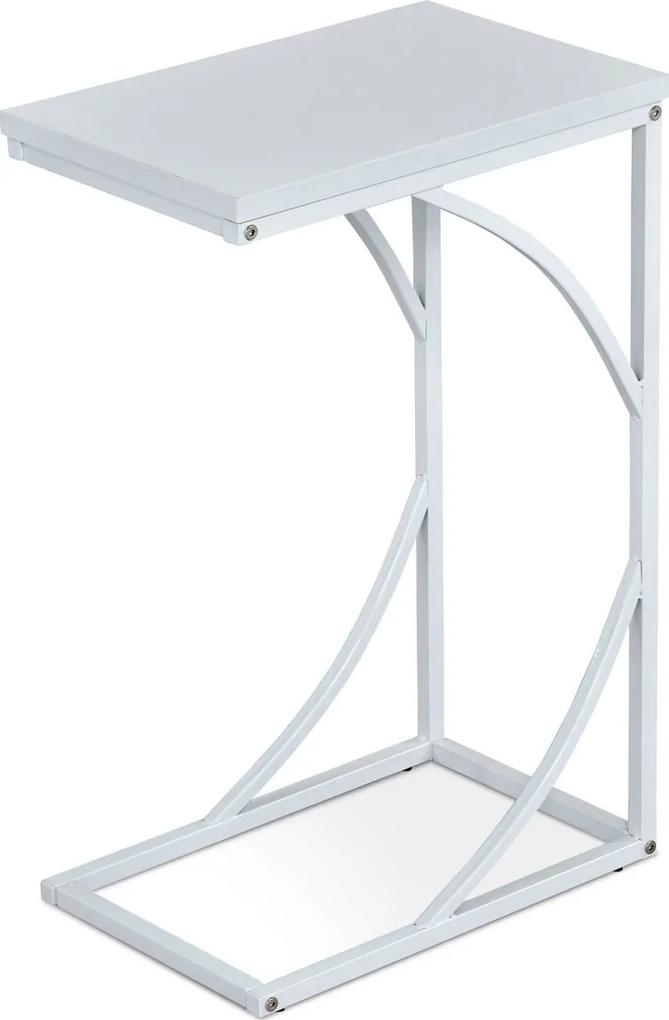 Autronic Přístavný stolek 27x41x63 cm, deska bílé lamino, kovové nohy, bílý mat 84056-14 WT