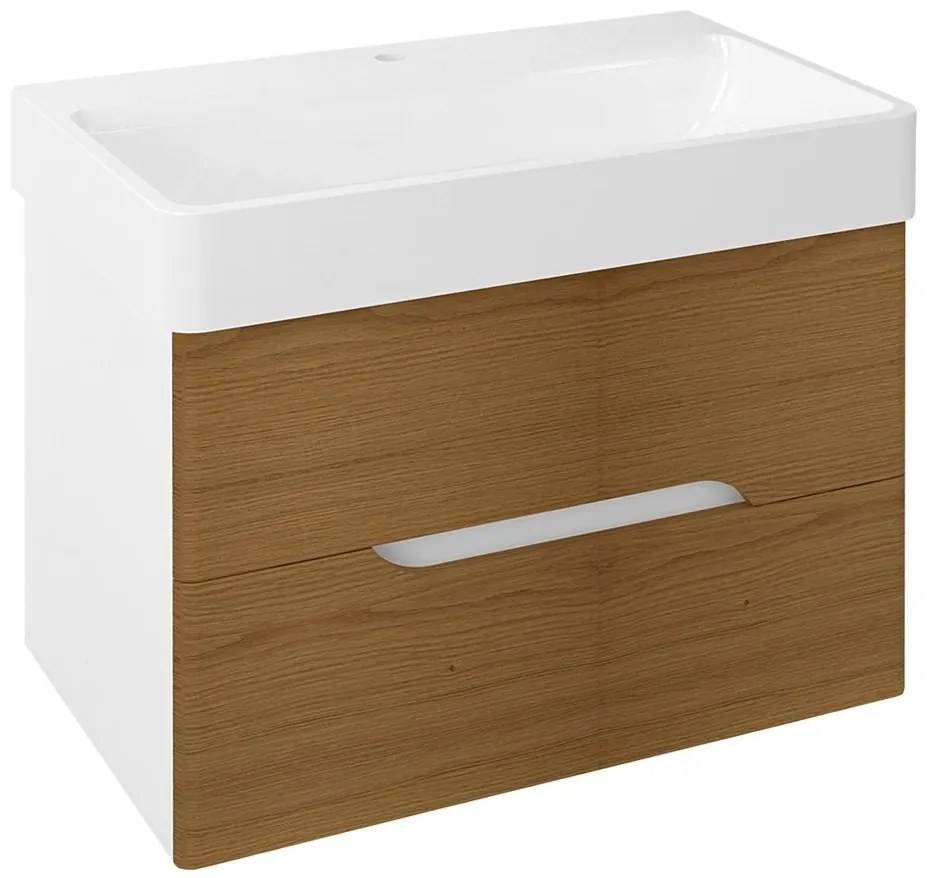 Sapho MEDIENA umyvadlová skříňka 77x50,5x49cm, bílá mat/dub natural MD082