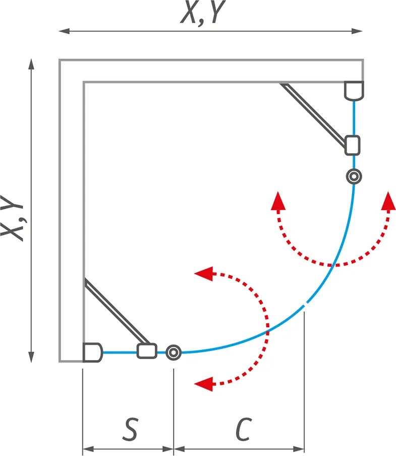 Roltechnik Outlet Čtvrtkruhový sprchový kout LZR2 - bez vaničky Varianta: rozměry: 90x90 cm, - (LZR2 - 225-9000000-00-02), Barva profilů a typ výplně: profily: brillant, výplň: transparent