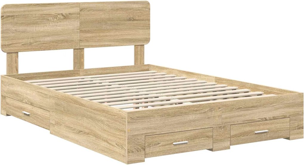Rám postele s čelo Sonoma dub 140 x 190 cm Kompozitní dřevo 3412375