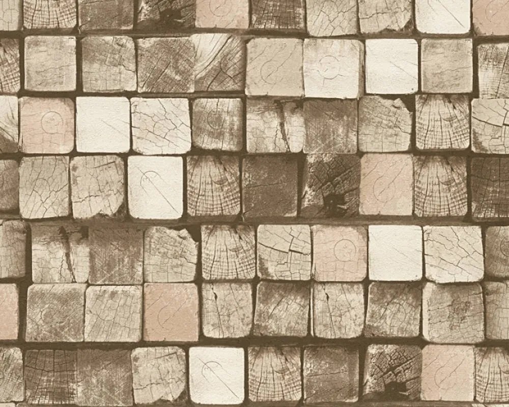 Vliesová tapeta 34452-5 hnědo krémové  dřevo / Tapety na zeď 344525 Wood´n Stone 2 (0,53 x 10,05 m) A.S.Création