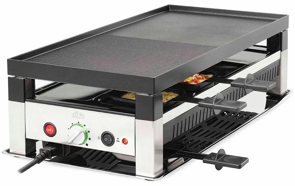 Elektrický stolní raclette gril pro 8 osob, Solis 5 in 1, 791 / černá / stříbrná