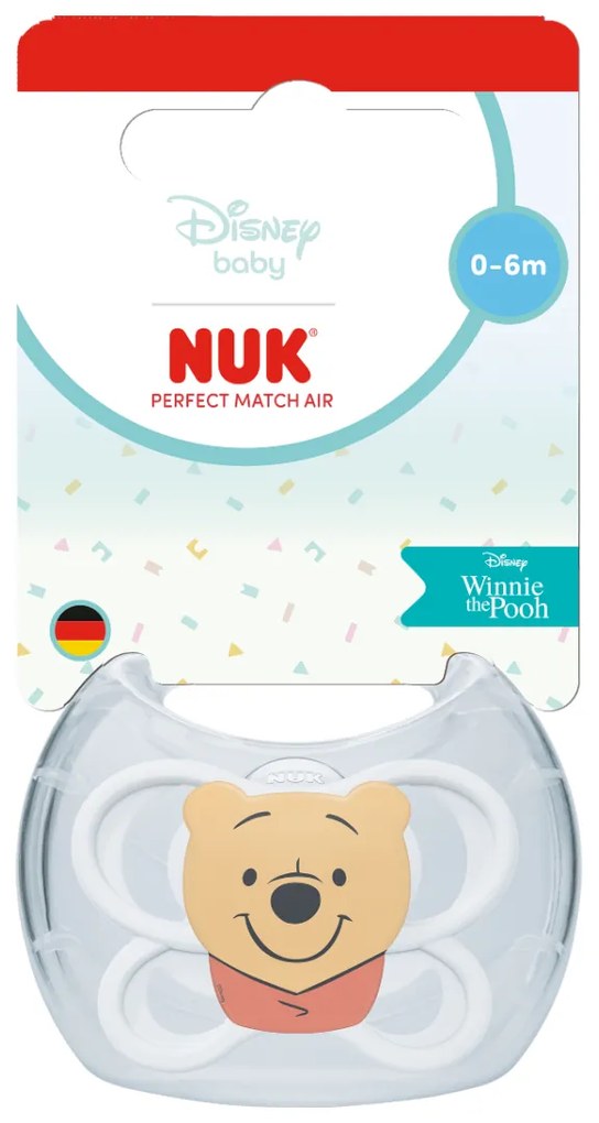 NUK Dudlík Perfect Match Air Medvídek Pú 0-6 m 1 ks v boxu  Grey