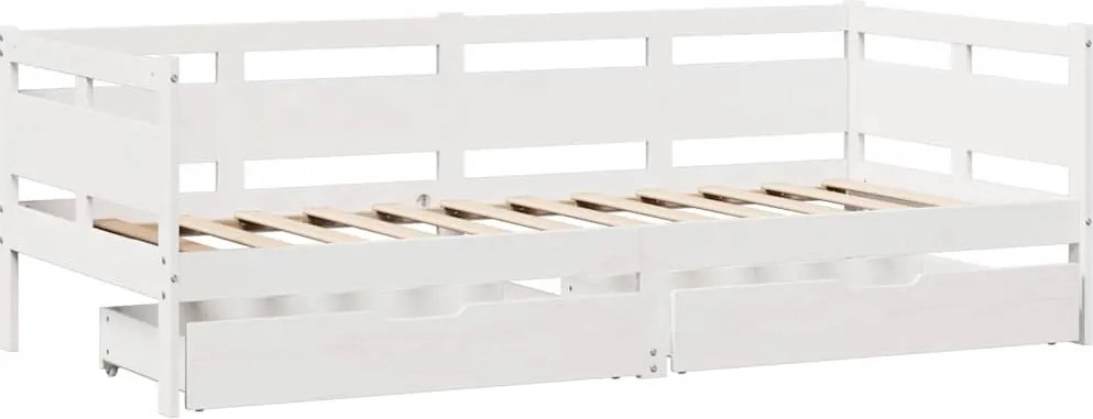 Válenda se zásuvkami bílá 80 x 200 cm masivní borovice 3302117