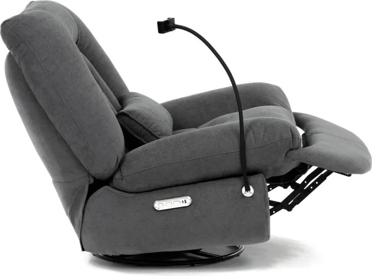 Polohovací křeslo TV-7081 GREY2, elektrické zabudované ovládání, látka, šedá (118 x 112) cm